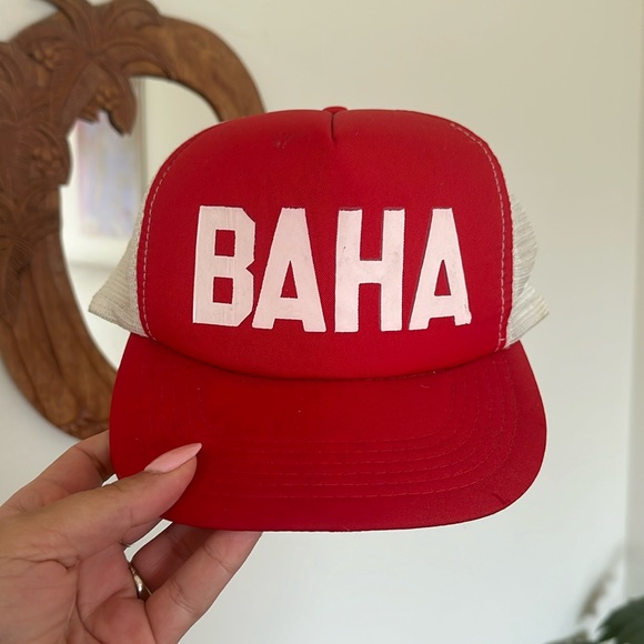 Accessories | Vintage Baha Red Snap Back Trucker Hat | Poshmark